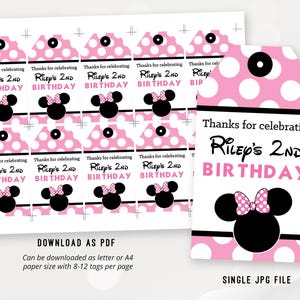 Minnie Mouse Favor Tags - Printable Minnie Mouse Party Favor Tags ...