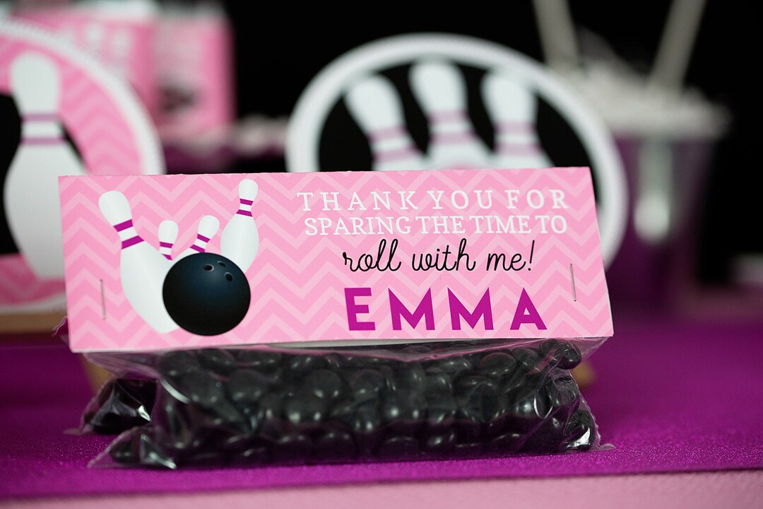 Pink Bowling Party Treat Bag Topper INSTANT DOWNLOAD Pink - Etsy