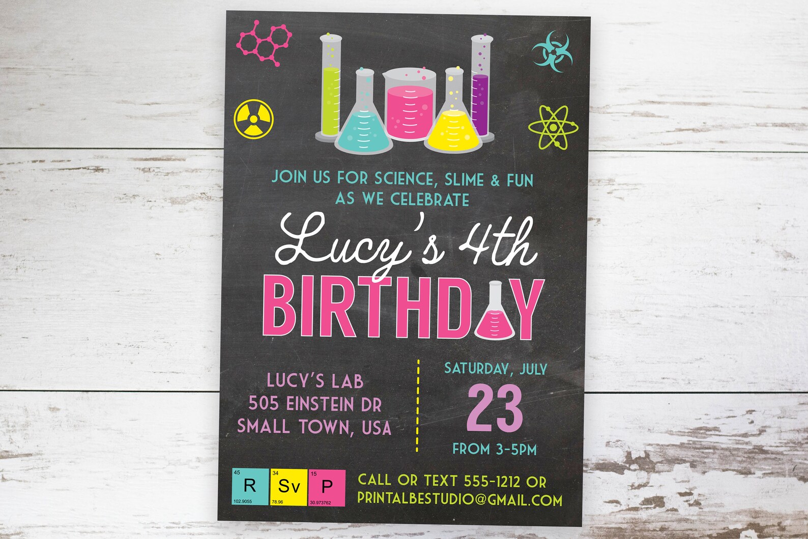 Science Party Invitation in Pink - Printable Science Birthday Party ...