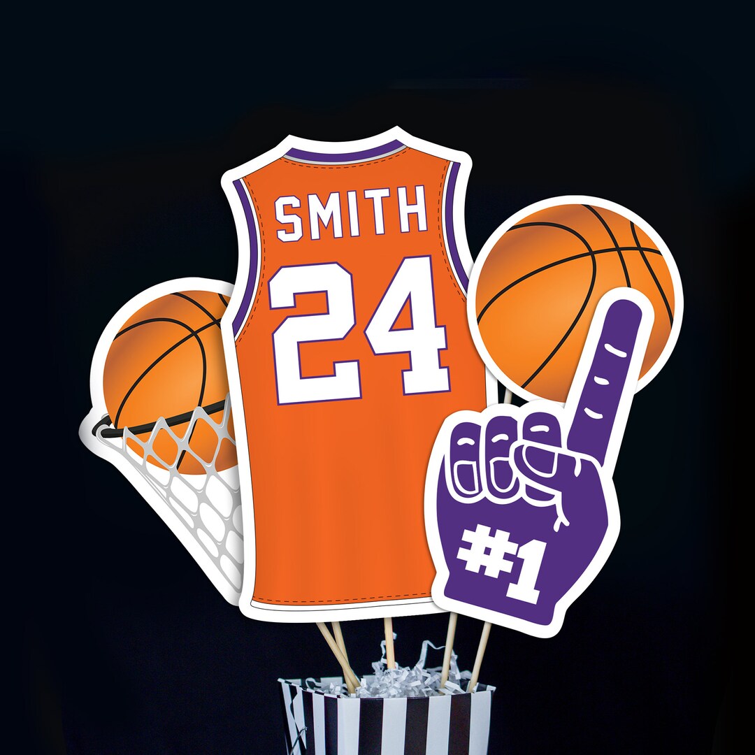 Basketball Centerpieces in Orange Printable Basketball Birthday Party ...