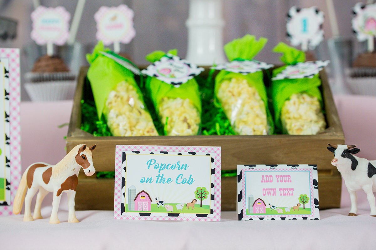 Farm Party Food Labels in Pink Instant Download Farm Food - Etsy