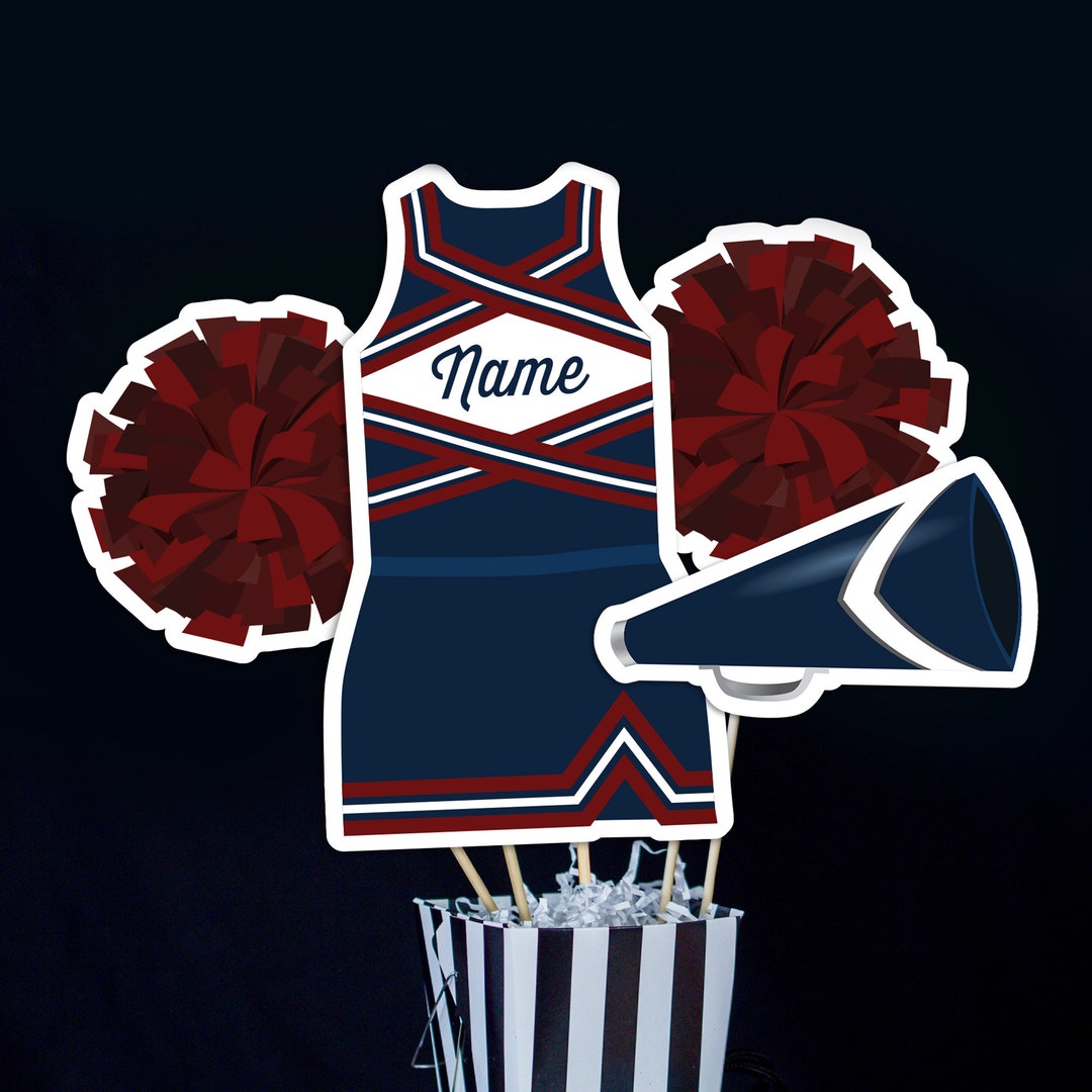 Cheerleading Centerpieces in Maroon Navy Blue Printable Cheer ...