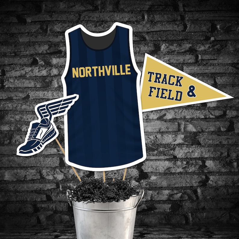 Track Banquet Centerpieces in Navy Gold Printable Track & Field ...