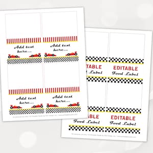 Race Car Party Food Labels Instant Download - Racing Birthday Party ...