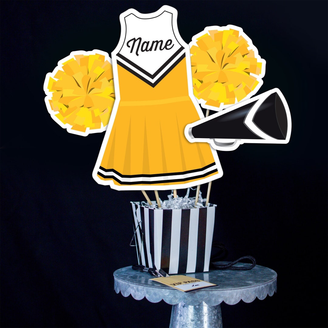 Cheerleading Centerpieces in Yellow Black Printable Cheer - Etsy