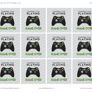 Game Over Thank You Tags With Black Controller - Printable Video Game ...