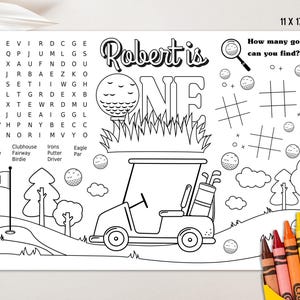 Editable Golf Placemat, Golf Coloring Page, Golf Activity Page Golf ...
