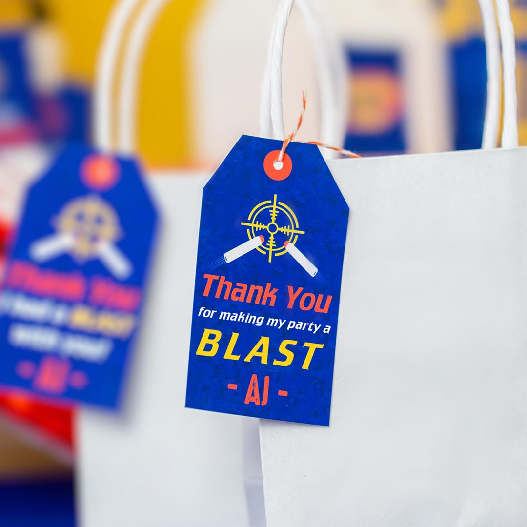 Dart Favor Tags - Printable Foam Dart Favor Tags - Dart Party Favor Tag ...