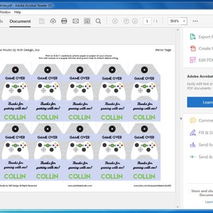 Video Game Favor Tags Printable Video Game Party Favor Tags Gamer Party ...