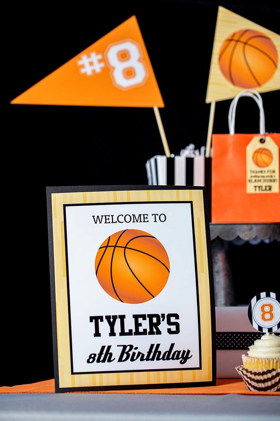 Basketball Party Welcome Sign - Printable Basketball Party Sign ...