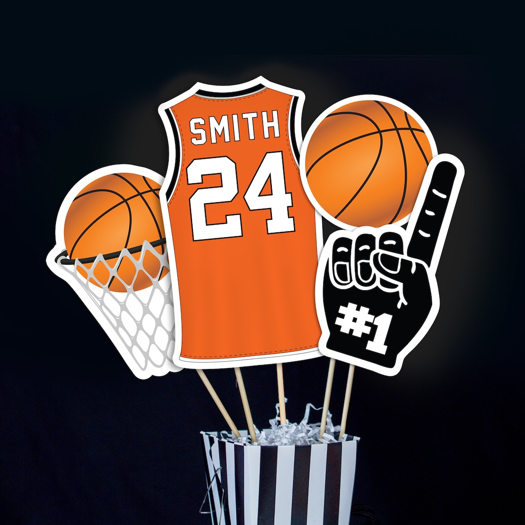 Basketball Centerpieces in Orange Printable Basketball Birthday Party ...