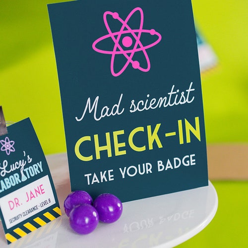 Mad Scientist Check-in Sign in Blue Printable Science Party - Etsy