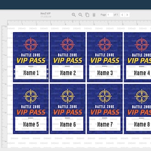 Dart Party VIP Pass - Printable Dart VIP Pass by - Battle Zone ID Badge ...