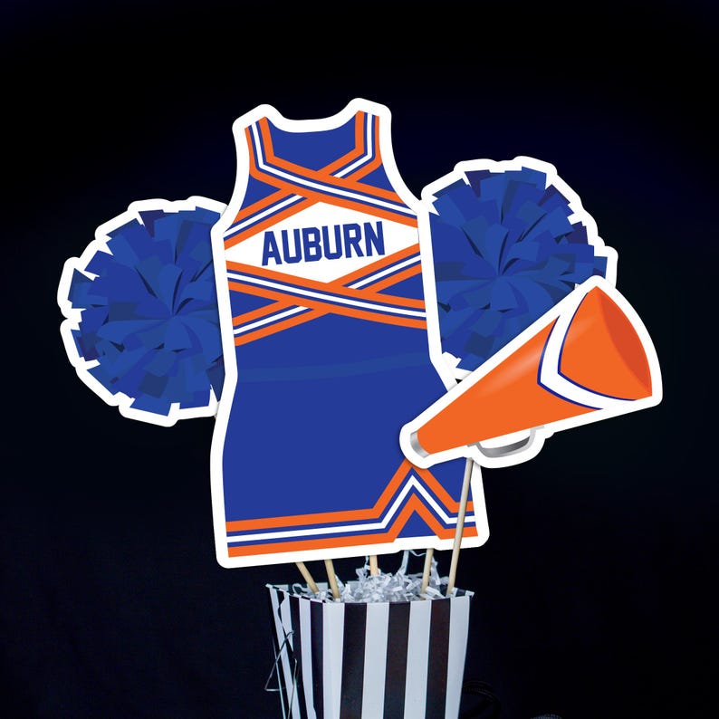 Cheerleading Centerpieces in Blue Orange Printable Cheer Centerpieces ...