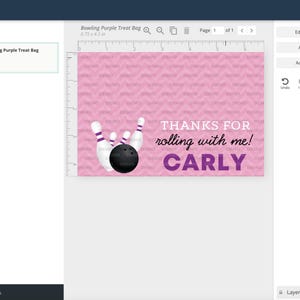 Pink Bowling Party Treat Bag Topper INSTANT DOWNLOAD - Pink Purple ...