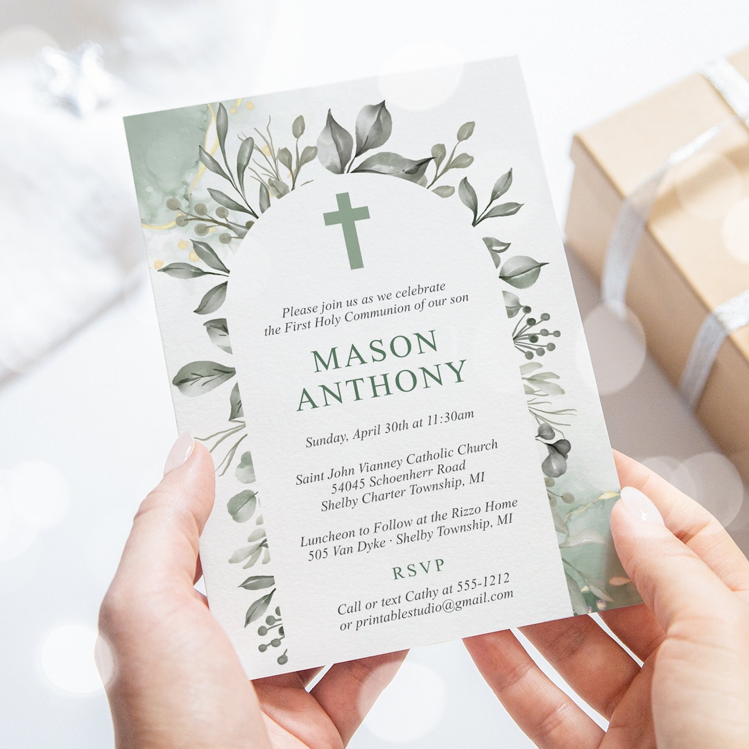 Editable First Communion Invitation for Boys, Communion Invitations ...