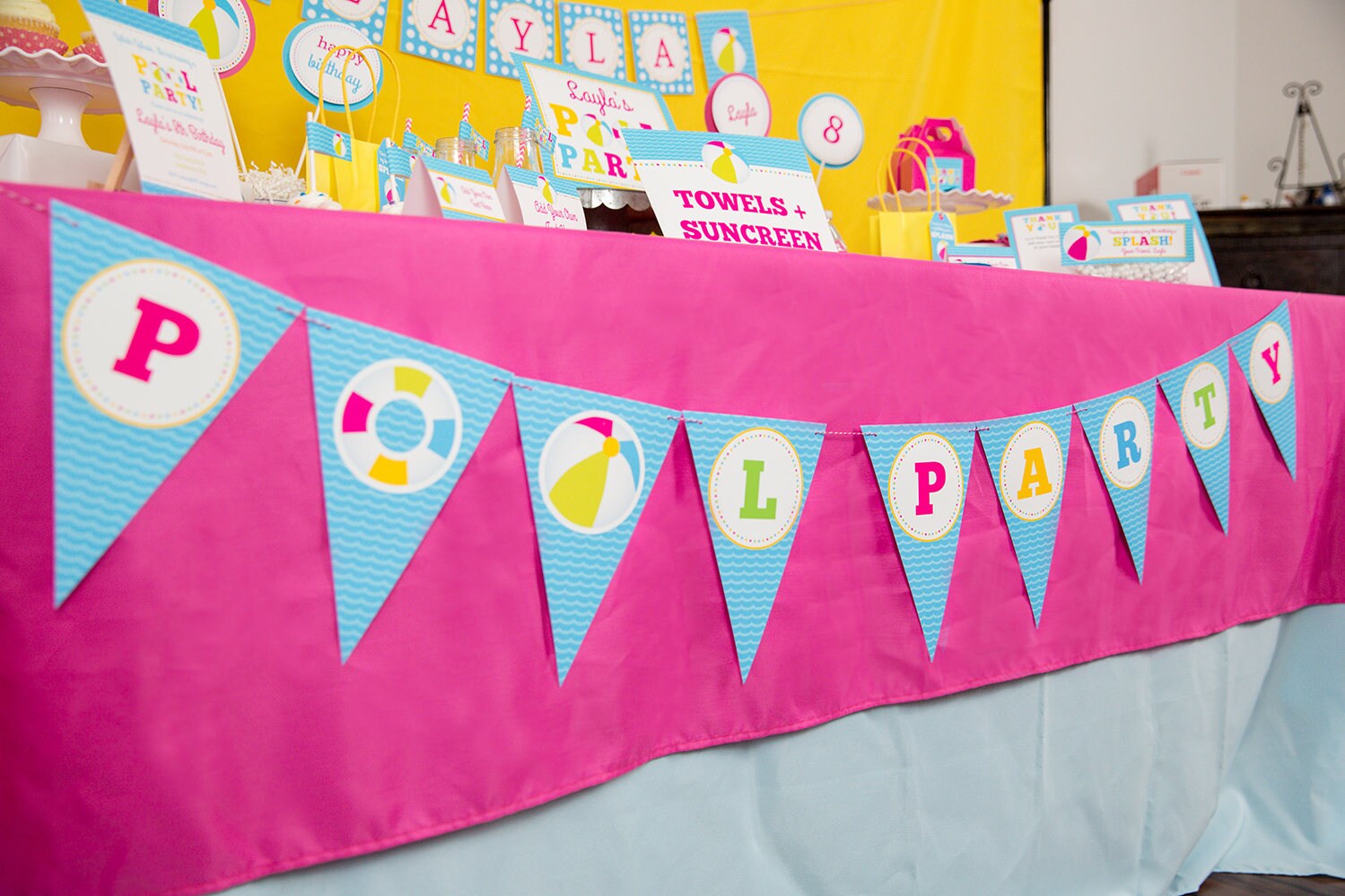 Pool Party Decorations in Pink INSTANT DOWNLOAD Pool Party - Etsy