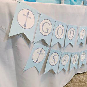 God Bless Banner - Light Blue Silver First Communion Banner - Boys ...