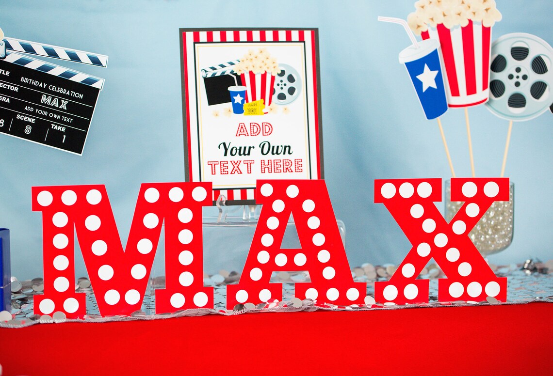 Marquee Letters for Movie Party Decorations Printable - Etsy
