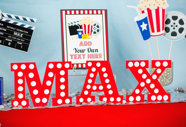 Marquee Letters for Movie Party Decorations Printable - Etsy