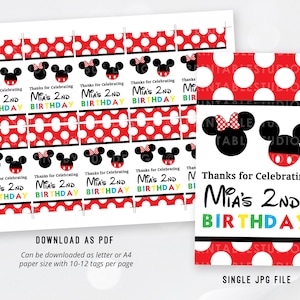 Mickey and Minnie Mouse Favor Tags Printable Minnie Mouse and Mickey ...