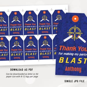 Dart Favor Tags - Printable Foam Dart Favor Tags - Dart Party Favor Tag ...