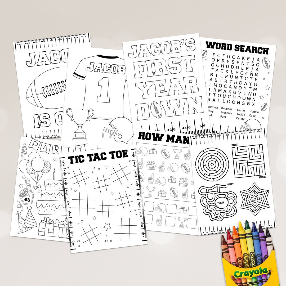 Editable Football Party Coloring Pages Football Activity Pages Football ...