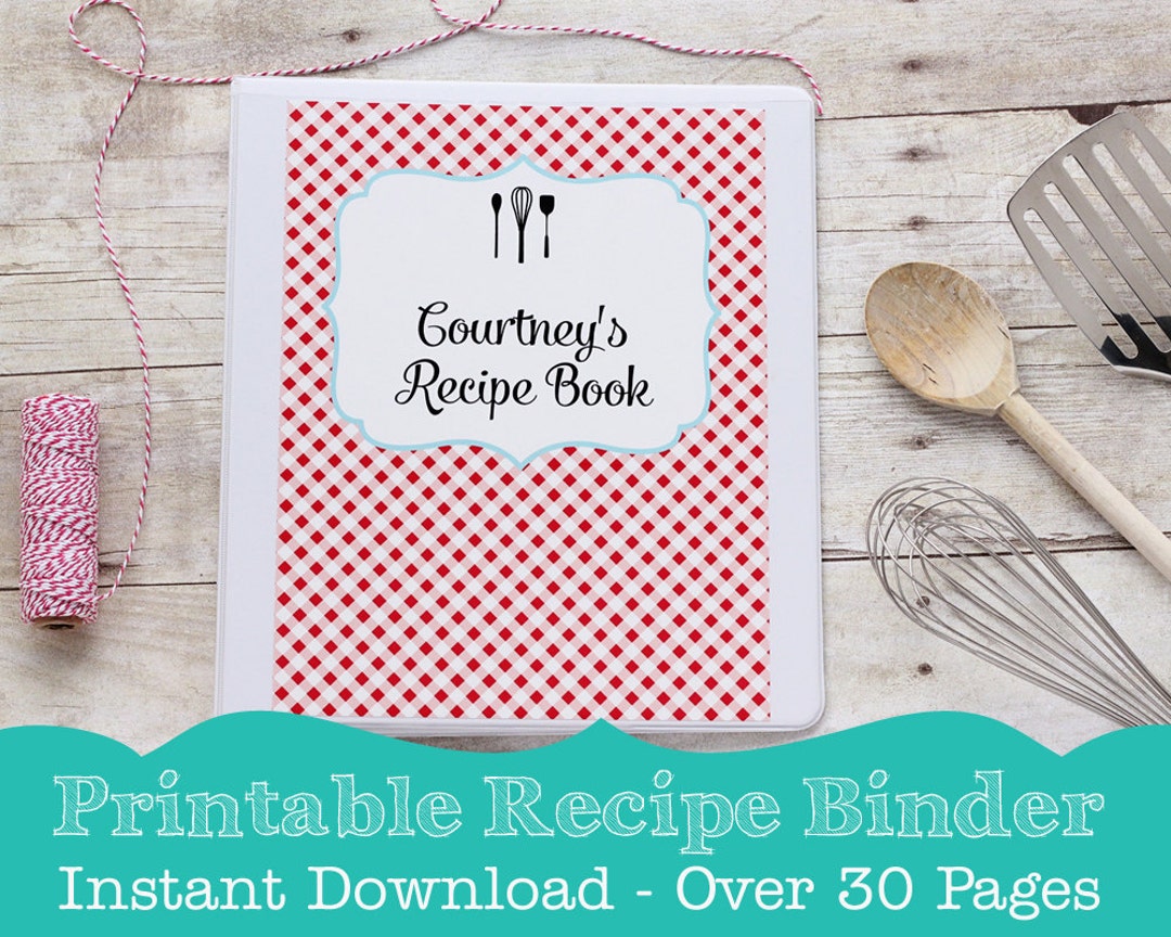 Recipe Book in Red Gingham Printable Recipe Binder INSTANT DOWNLOAD ...
