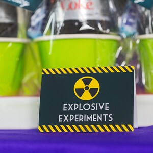 Science Party Food Labels in Pink - Science Buffet Table Signs ...