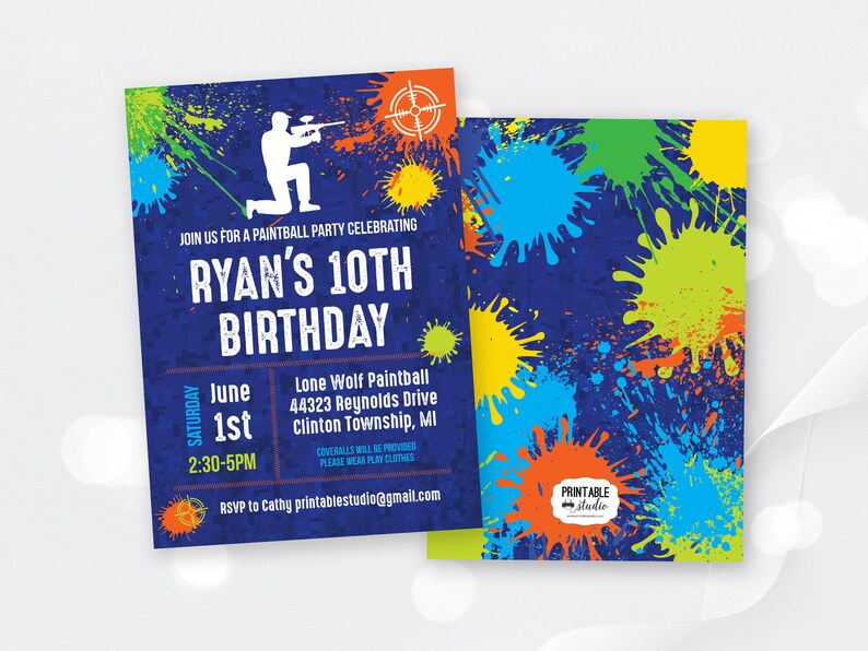 Paintball Invitation Paintball Birthday Invitation Paintball - Etsy