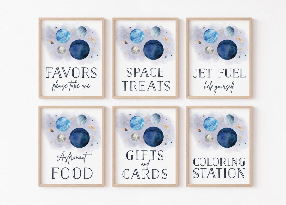 Space Birthday Signs Bundle, Instant Download Outer Space Party Signs ...