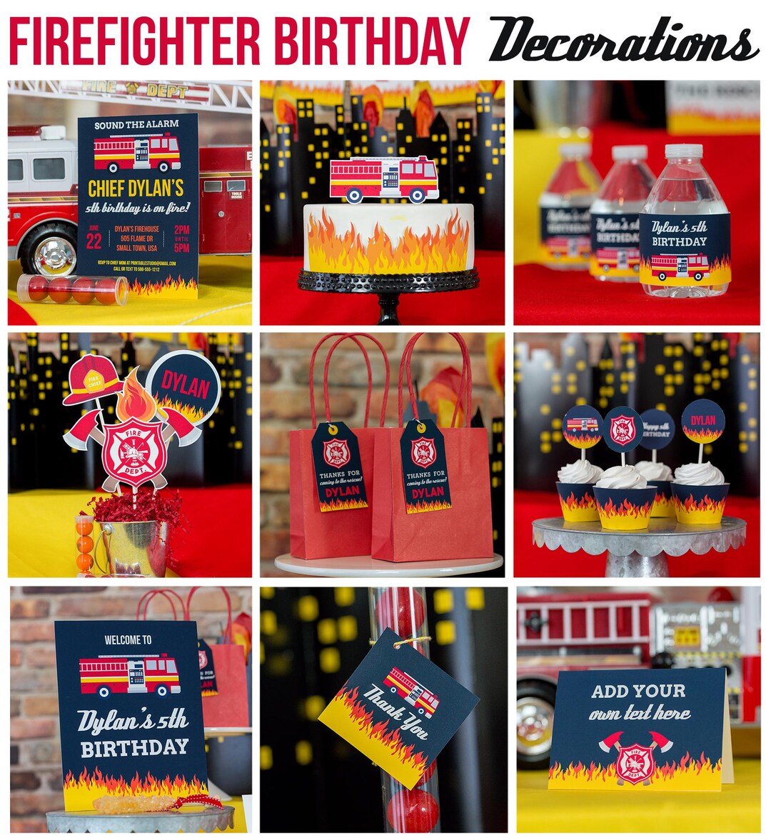Fireman Birthday Decorations: Printable Party Set (instant Download) - Etsy