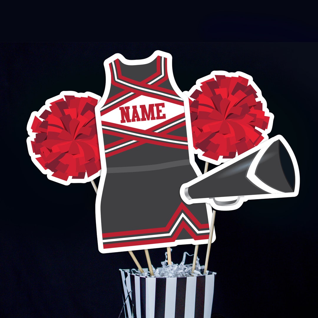 Cheerleading Centerpieces in Gray Red Printable Cheer Centerpieces Red ...