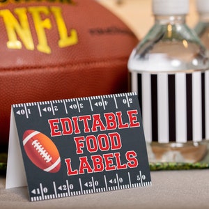 Football Food Labels in Red, Printable Football Food Tent, Football ...