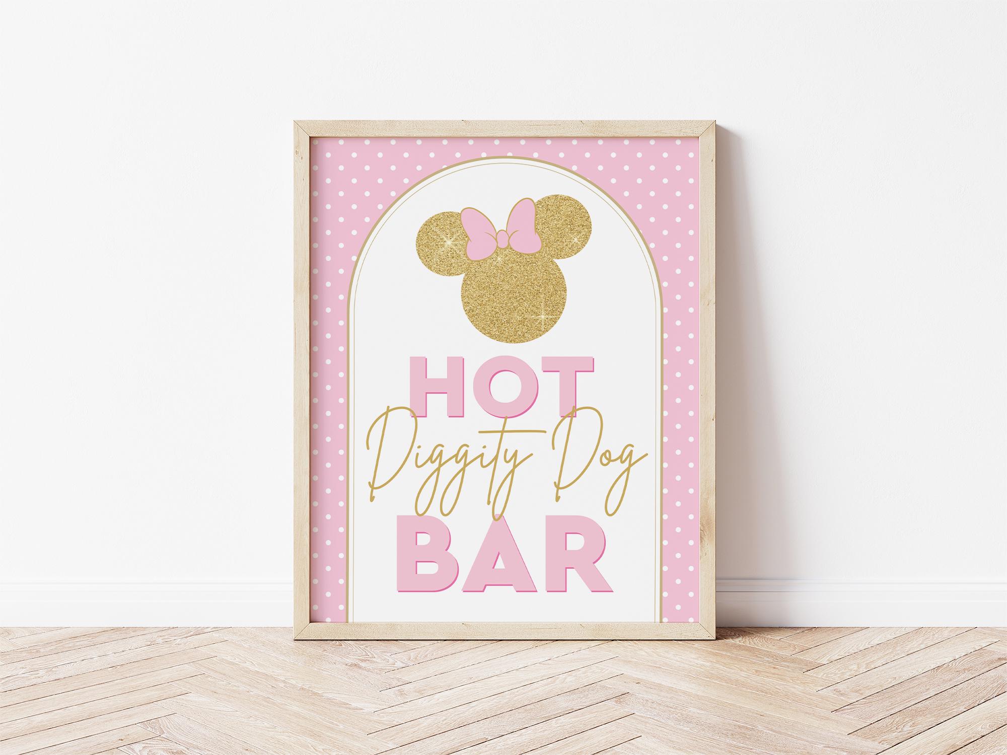 Editable Minnie Party Signs in Pink Gold Minnie Mouse Party Signs ...