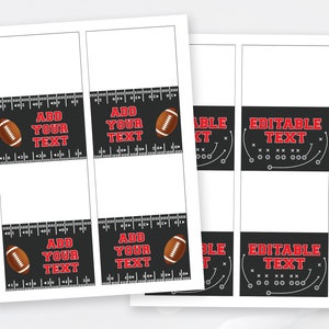 Football Food Labels in Red, Printable Football Food Tent, Football ...
