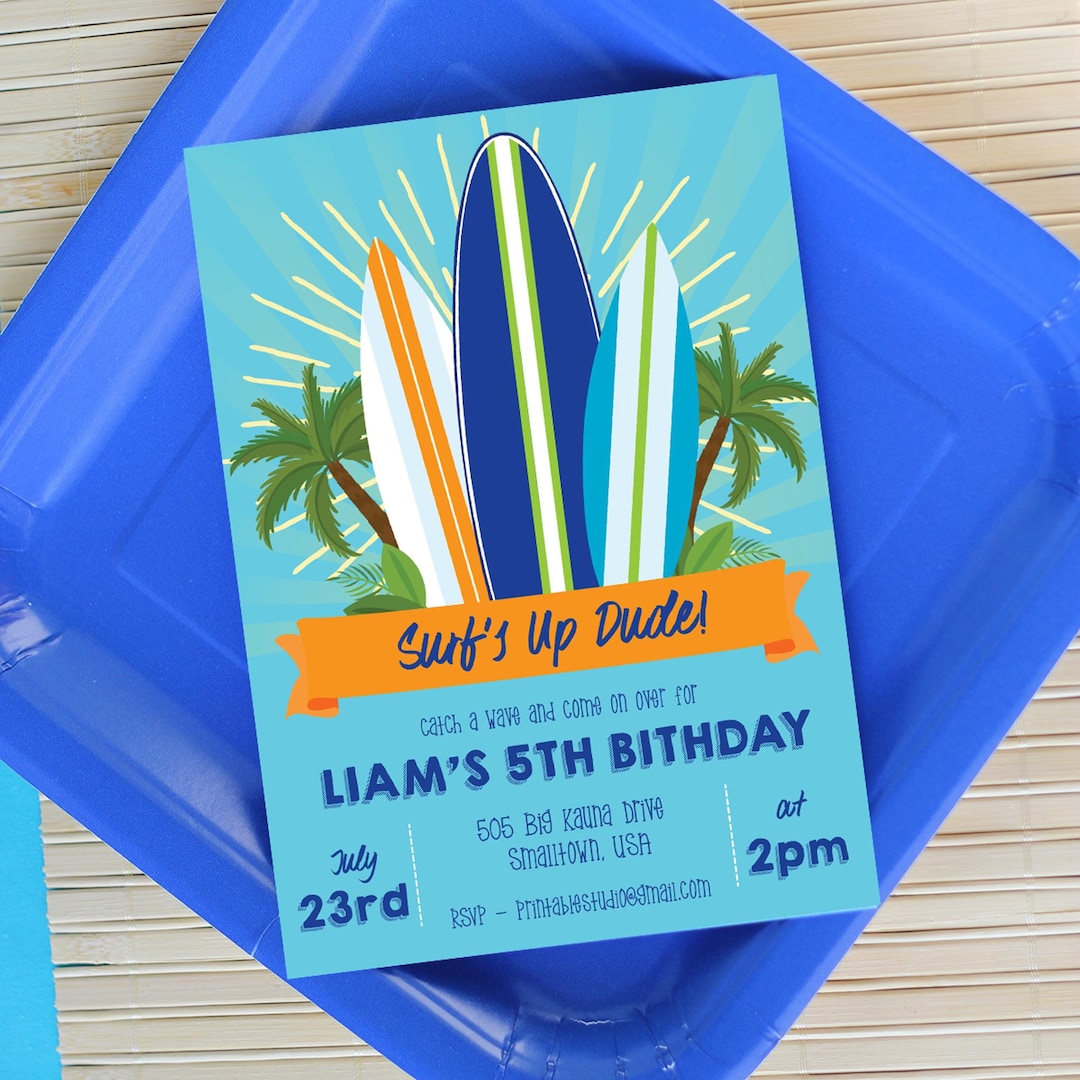 Surfing Invitation - Surf's up Invitation - Instant Download - Surfer ...