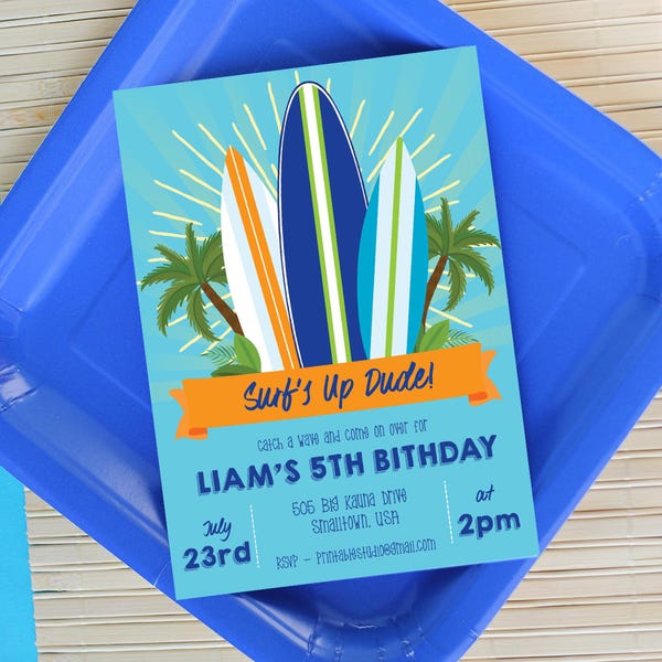 Surfing Invitation - Etsy
