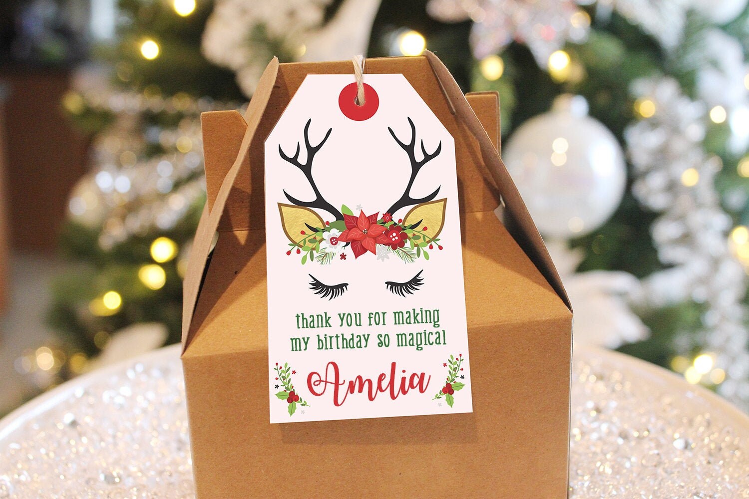 Reindeer Favor Tags Printable Reindeer Party Favor Tags | Etsy