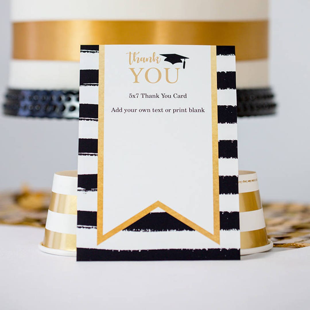 Graduation Thank You Card Instant Download Gold Black - Etsy