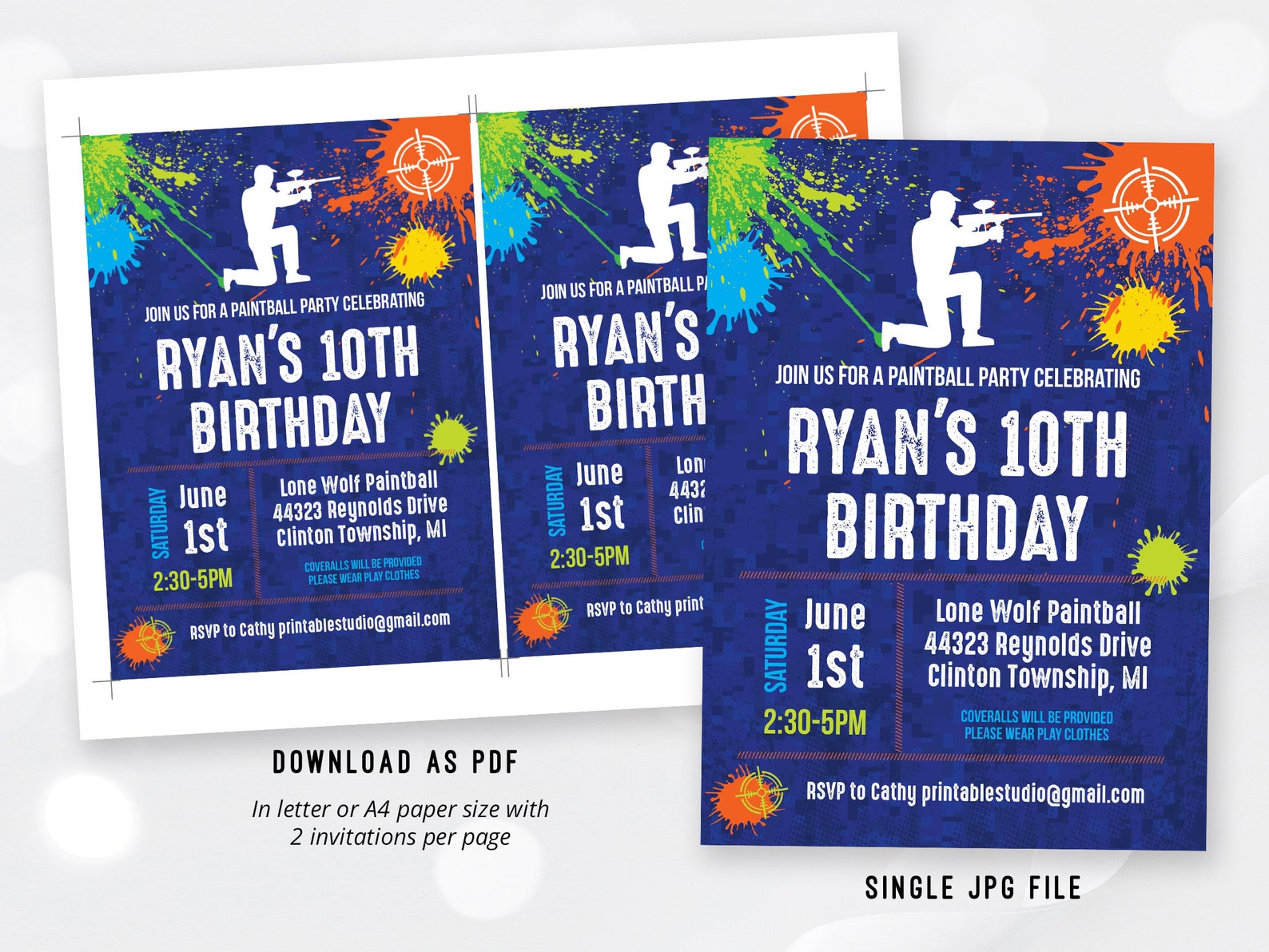 Paintball Invitation Paintball Birthday Invitation Paintball - Etsy