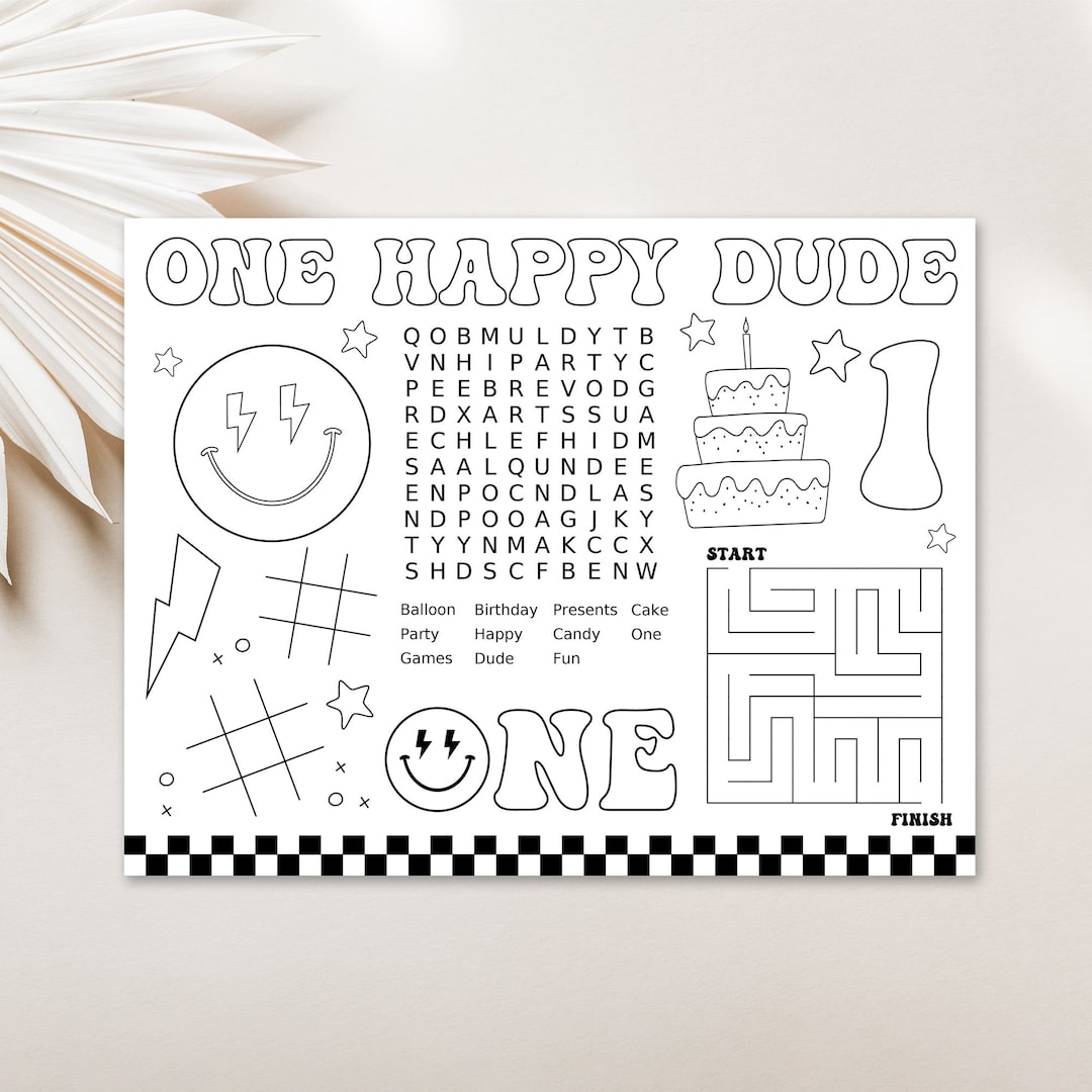 One Happy Dude Party Coloring Page Happy Dude Activity Page One Happy ...