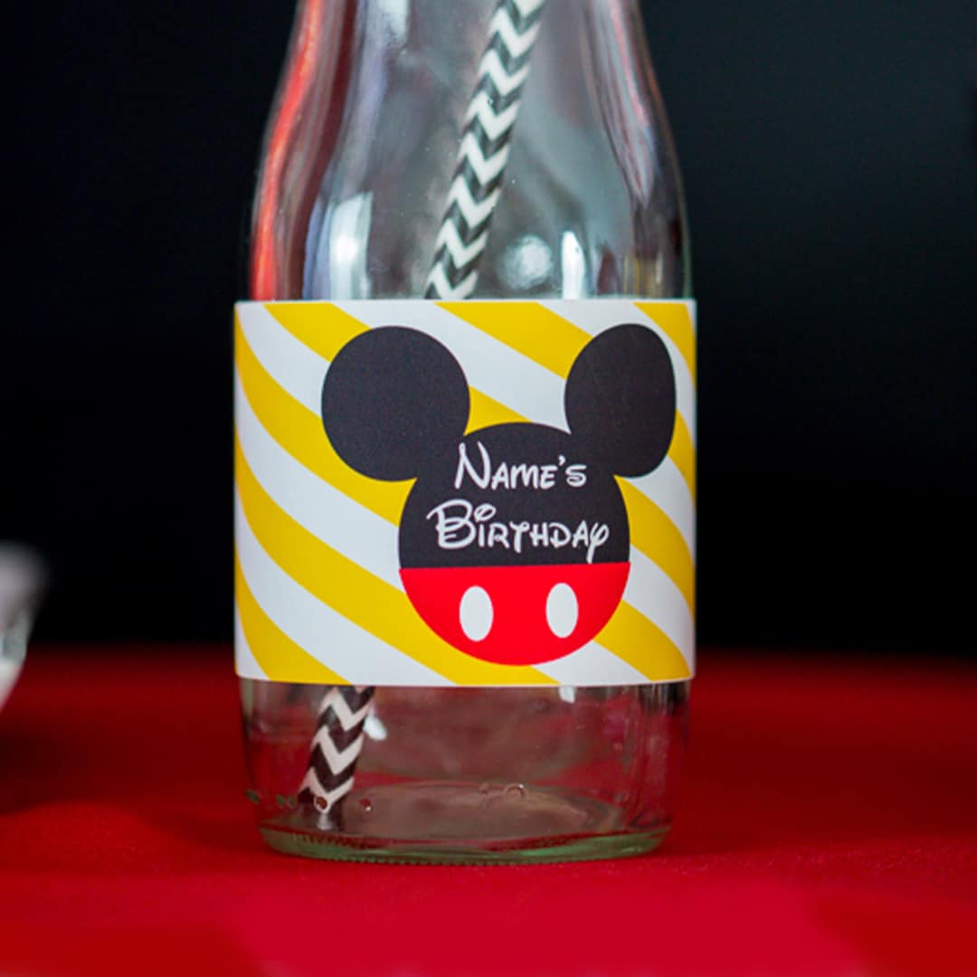 Mickey Mouse Party Drink Labels Printable Mickey Water Bottle Labels ...