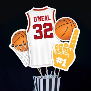 Basketball Centerpieces in Red Yellow Gray - Printable Basketball ...