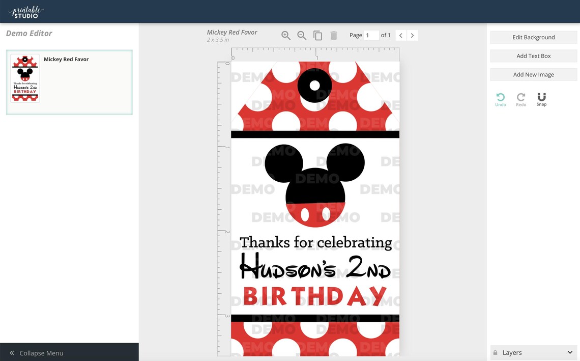 Mickey Mouse Favor Tags - Printable Red Mickey Mouse Party Favor Tags ...