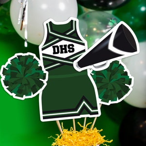 Cheerleading Centerpieces in Green - Printable Cheer Centerpieces ...