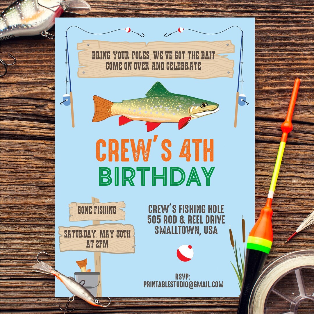 Editable Fishing Birthday Invitation, Printable Fishing Invitation ...