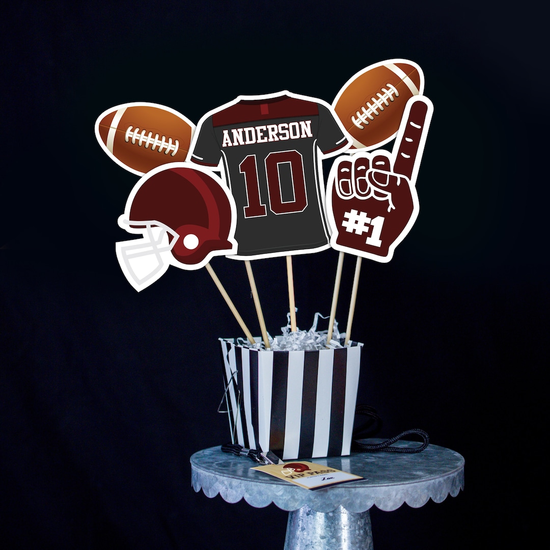 Football Centerpieces in Maroon Printable Football Birthday - Etsy