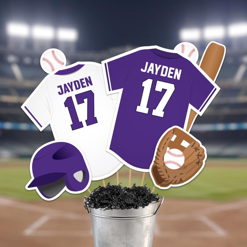 Editable Purple Baseball Centerpieces, Baseball Banquet Table ...