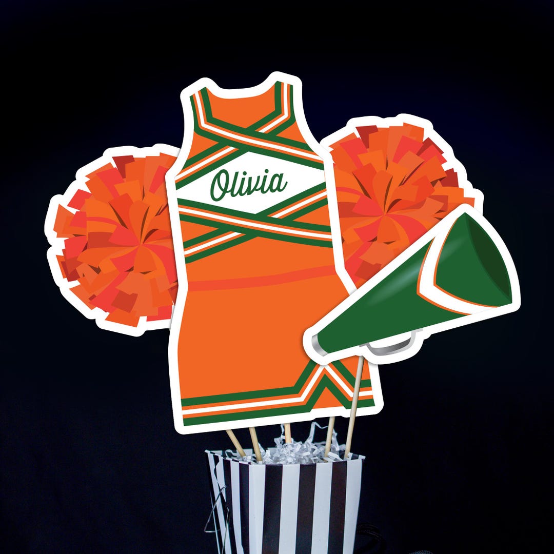 Cheer Centerpieces in Orange and Green Printable Cheerleading ...